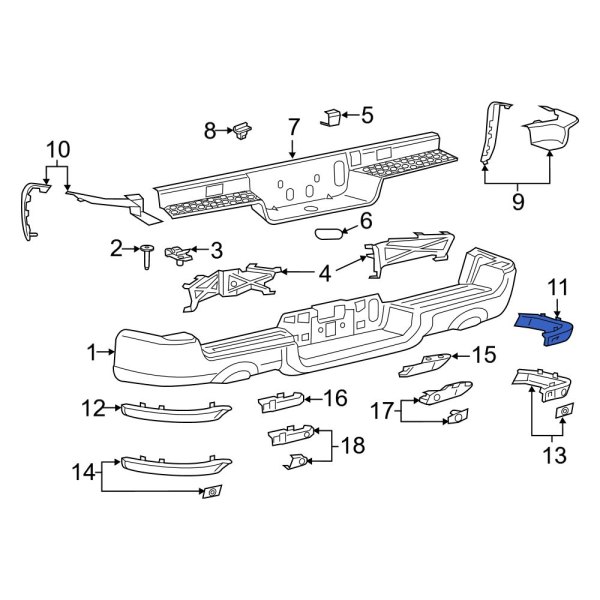 Ram OE 68299072AC - Rear Right Outer Bumper Trim