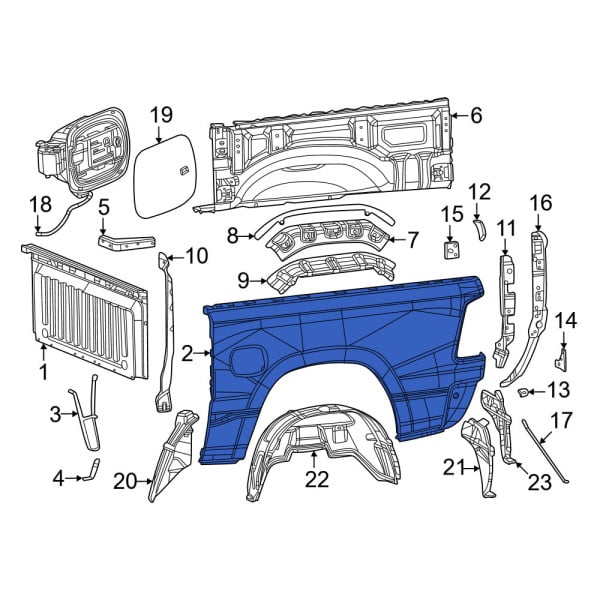 Ram OE 68650913AA - Rear Left Outer Truck Bed Panel