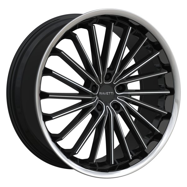 RAVETTI® M14 Wheels - Black with Milled SS Lip Rims