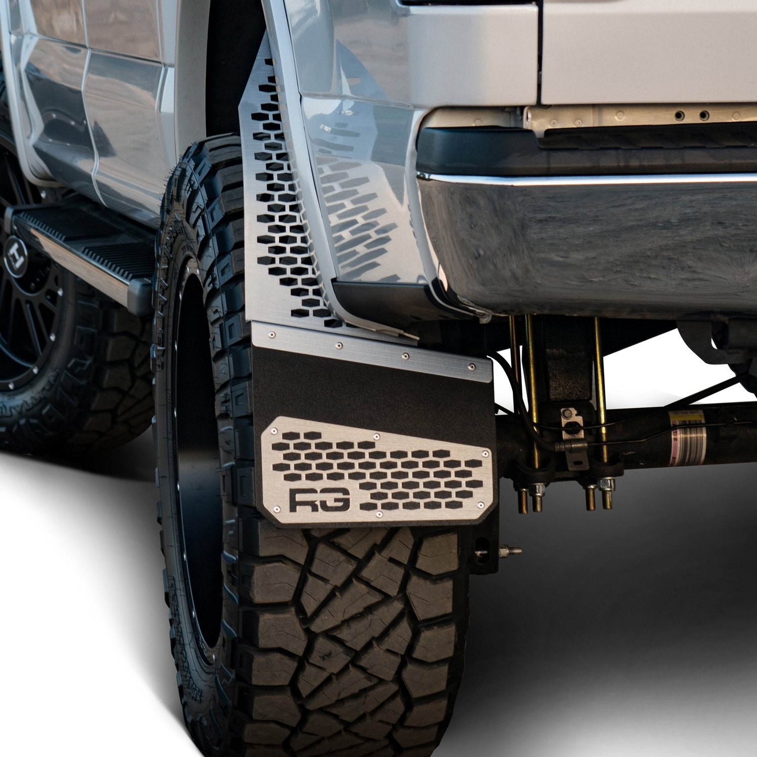 REK GEN® M2001-8-BK - Rek-Mesh Black Mud Flaps with Brushed Plate and ...
