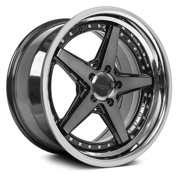 RENNEN® CSL-7 Wheels - Tinted Black with Chrome Step Lip Rims