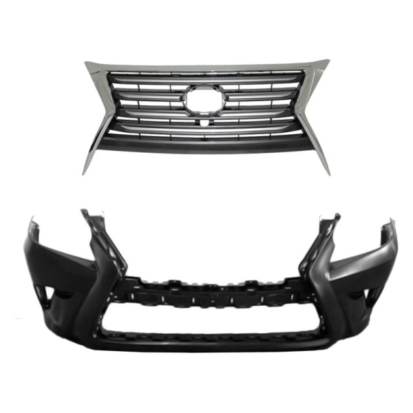 Replace® BNDL-231078 - 2-Piece (Front Bumper Cover, Grille) (Standard Line)