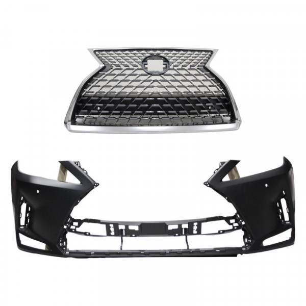 Replace® BNDL-232176 - 2-Piece (Front Bumper Cover, Grille) (Standard Line)