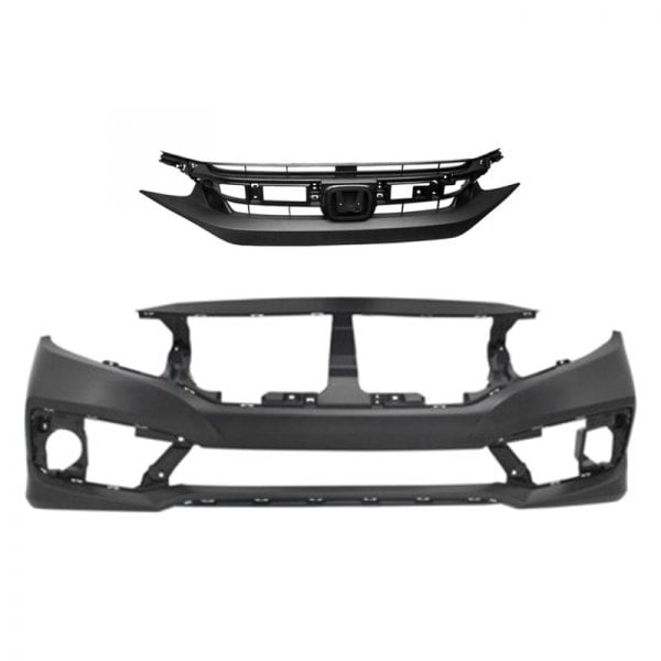 Replace® BNDL-233322 - 2-Piece (Front Bumper Cover, Grille) (Standard Line)