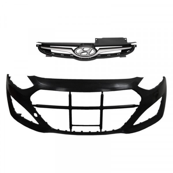 Replace® BNDL-233753 - 2-Piece (Front Bumper Cover, Grille) (Brand New OE)
