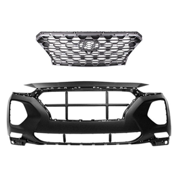 Replace® BNDL-233878 - 2-Piece (Front Bumper Cover, Grille) (Standard Line)