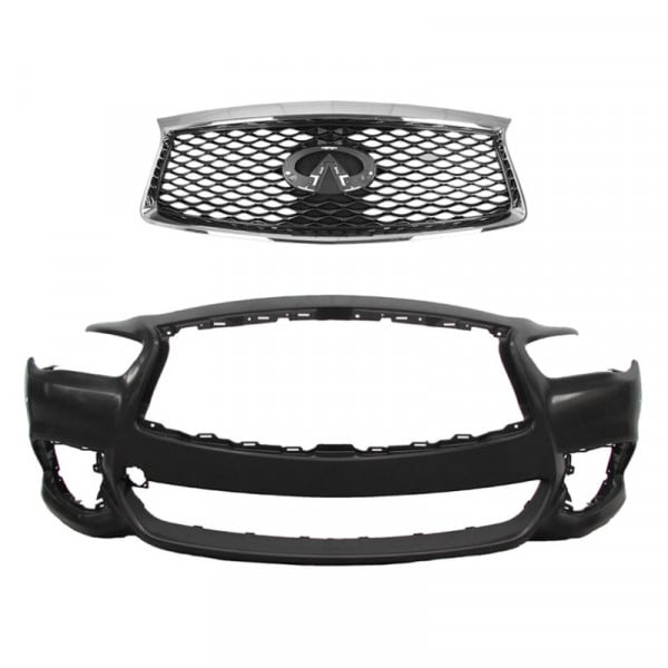 Replace® BNDL-234429 - 2-Piece (Front Bumper Cover, Grille) (Standard Line)