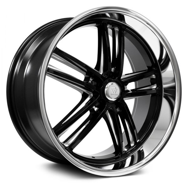 RESTO VINTAGE WHEEL CO® MAVERICK Wheels - Gloss Black with Milled Windows and Diamond Cut Lip Rims