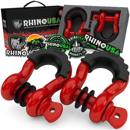 Rhino USA® RNO-RED-SHACKLES - 3/4" D-Ring Shackle Set