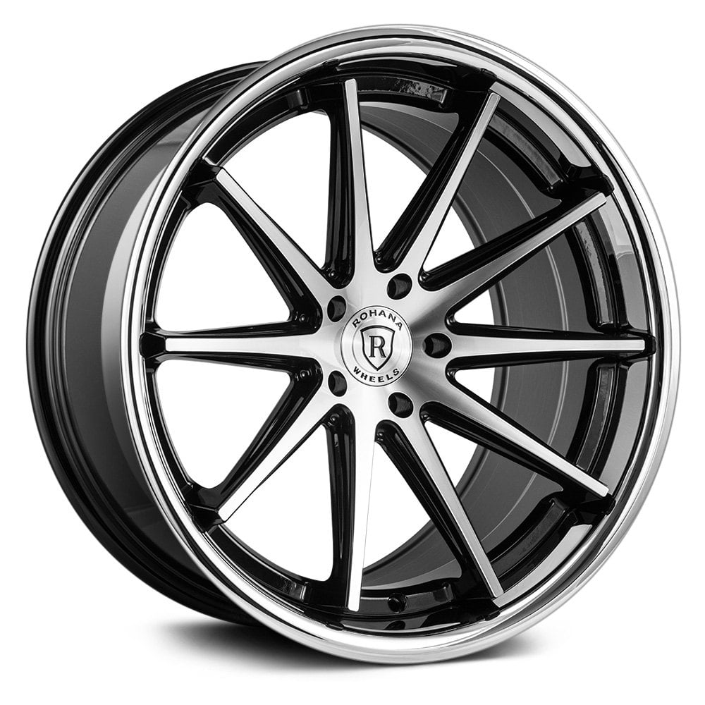 ROHANA® RFC10 Wheels - Black with Machined Face and Chrome Lip Rims