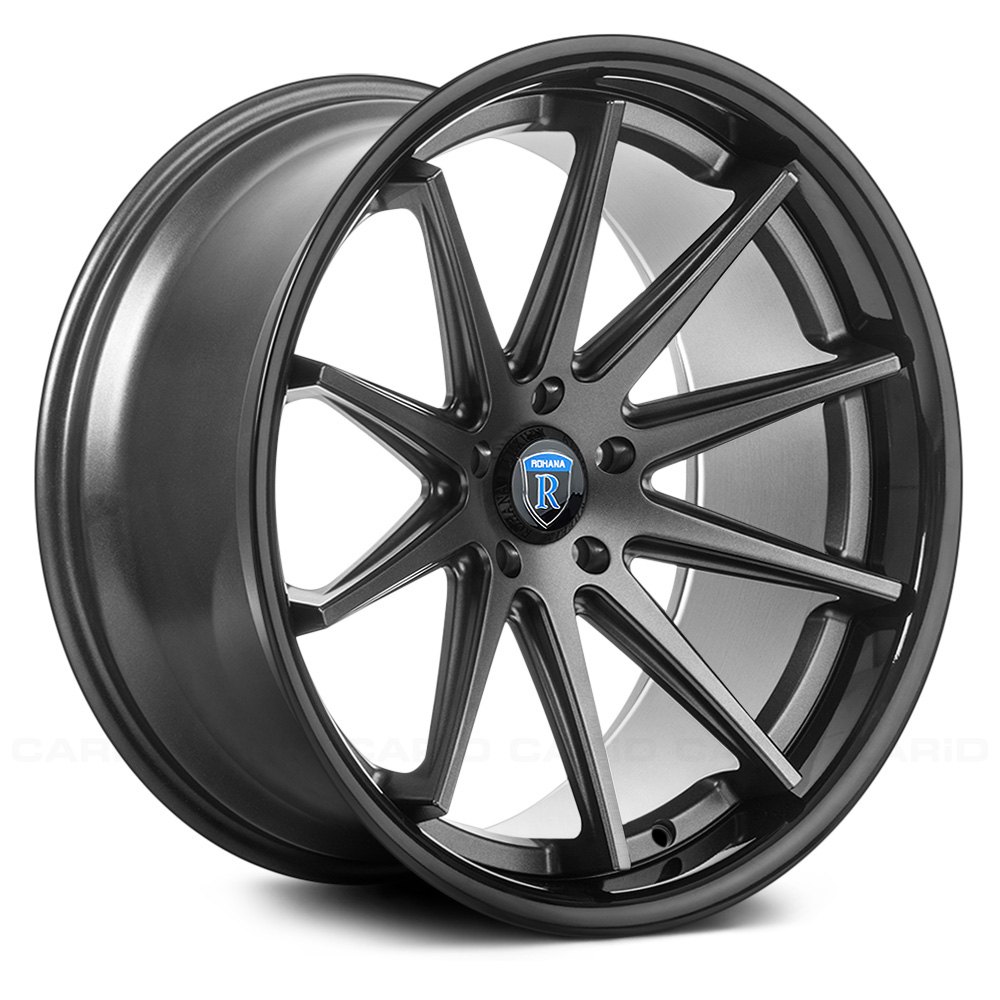 ROHANA® RC10 Wheels - Matte Graphite with Gloss Black Lip Rims