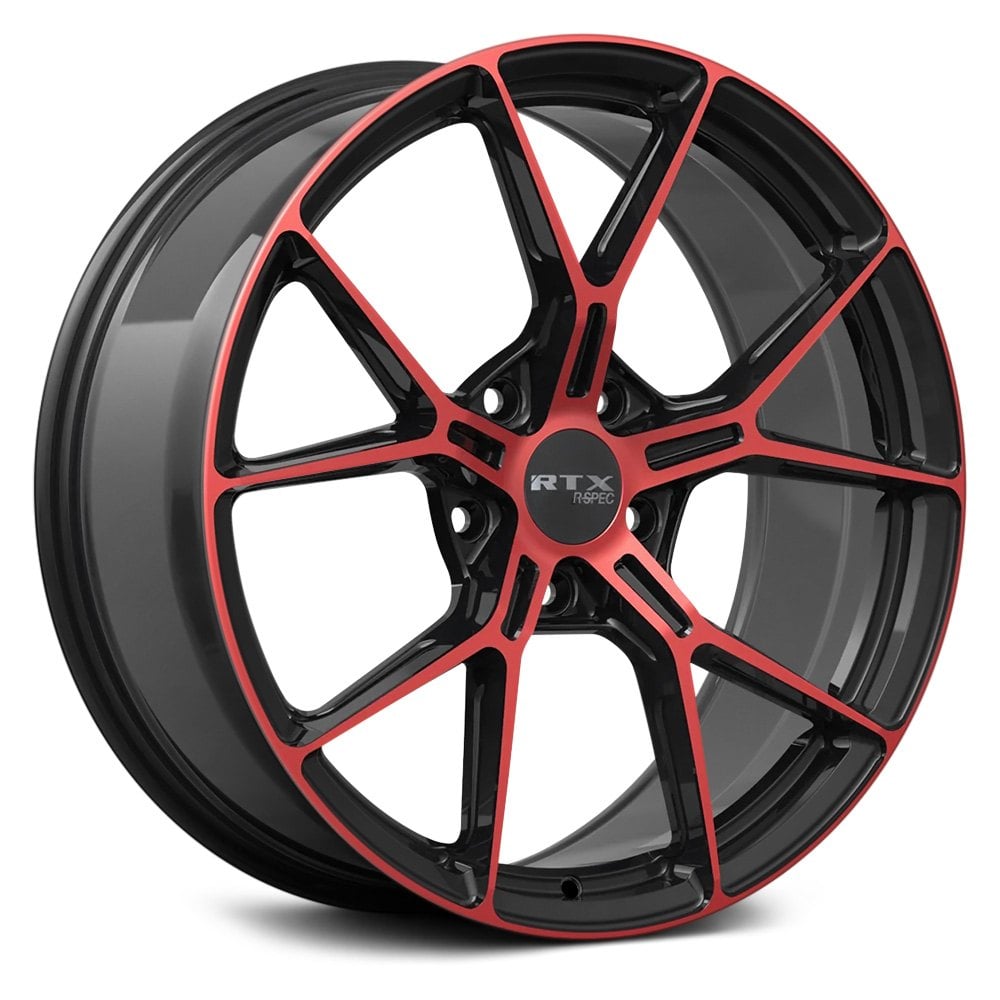 RTX® RS01 Wheels - Gloss Black with Machined Red Face Rims