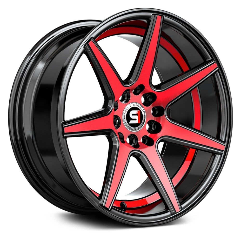 SPEC-1® SP-73 Wheels - Gloss Black with Machined Face and Red Undercut Rims