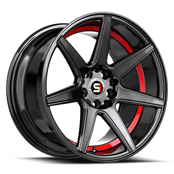 SPEC-1® SP-73 Wheels - Gloss Black with Red Undercut Rims