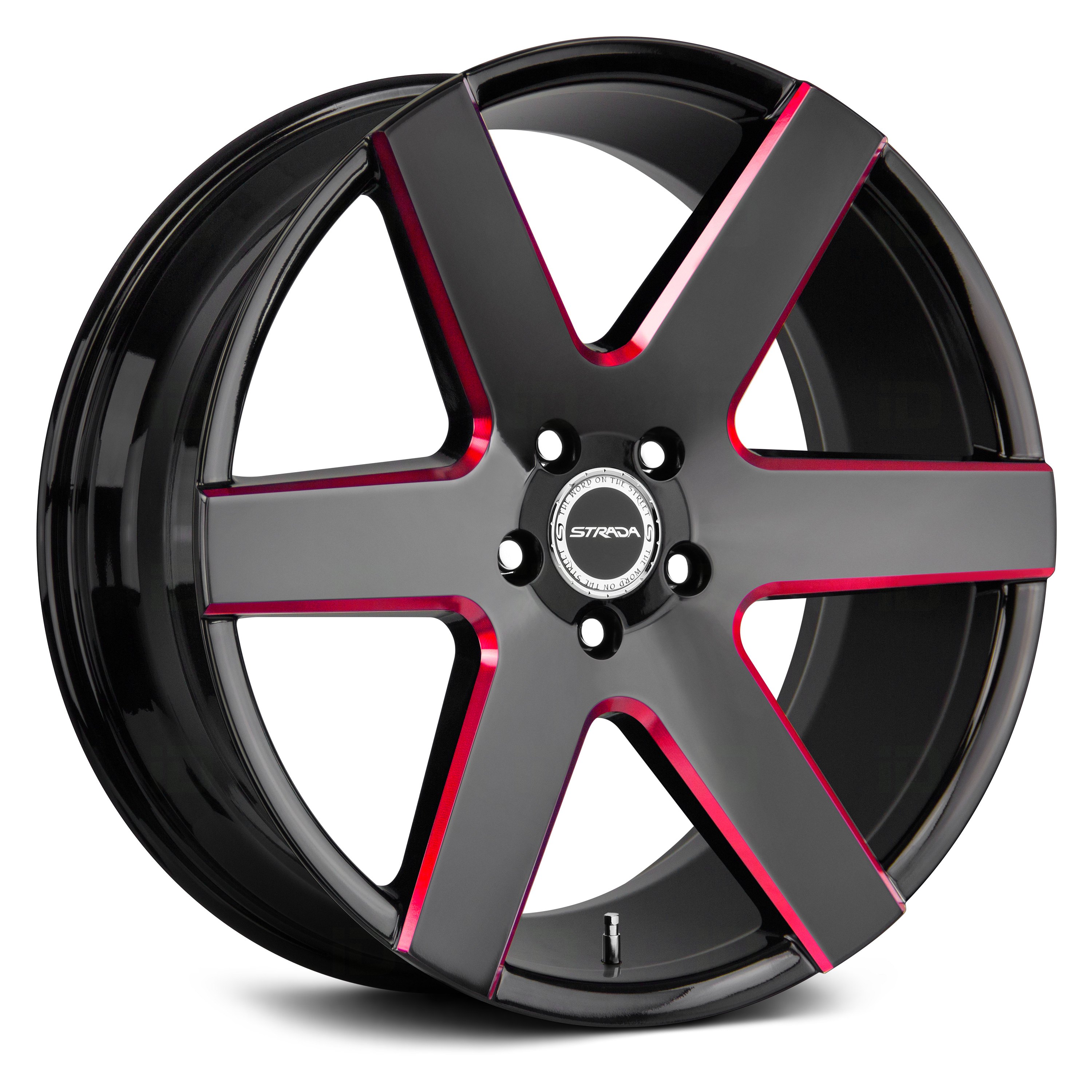 STRADA® CODA Wheels - Gloss Black with Candy Red Milled Accents Rims