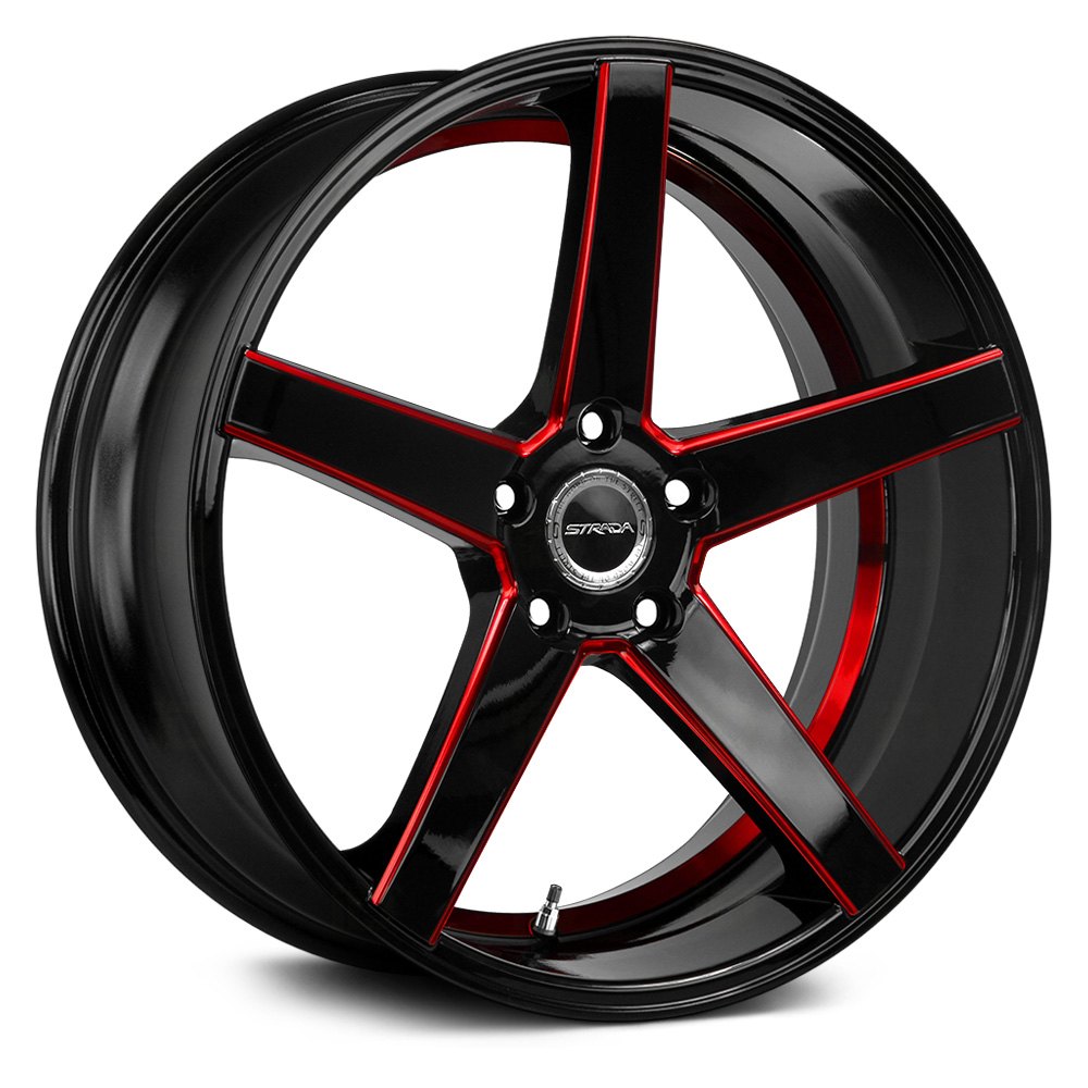 STRADA® PERFETTO Wheels - Gloss Black with Candy Red Milled Accents Rims