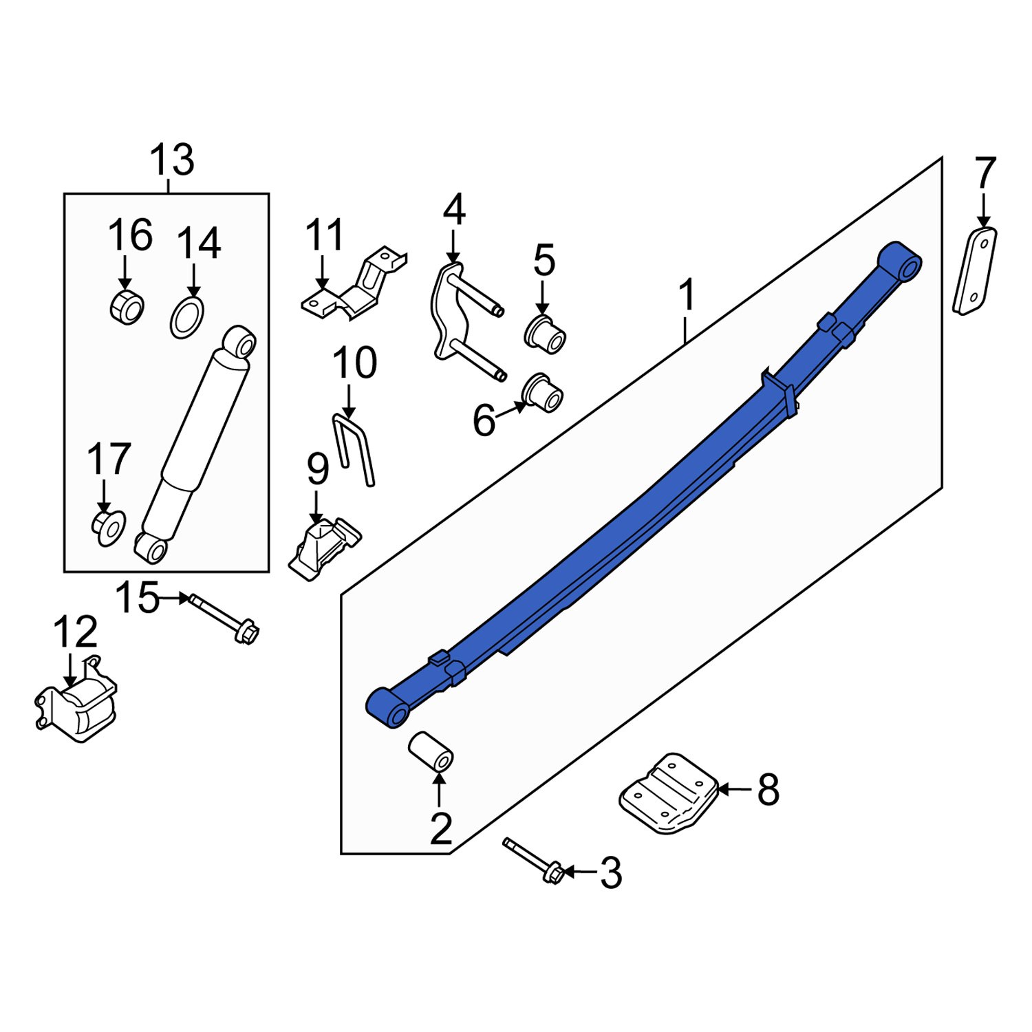 Suzuki OE 4131182Z00 - Rear Leaf Spring Assembly