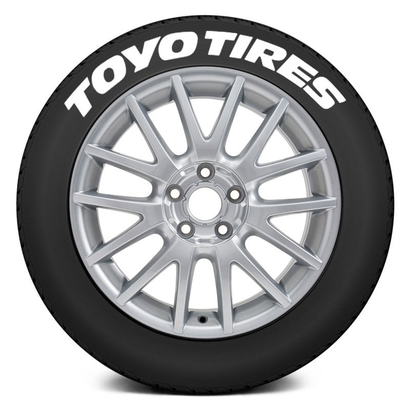 Tire Stickers® TOYTIR-1921-1-4-W - White "Toyo Tires" Tire Lettering Kit