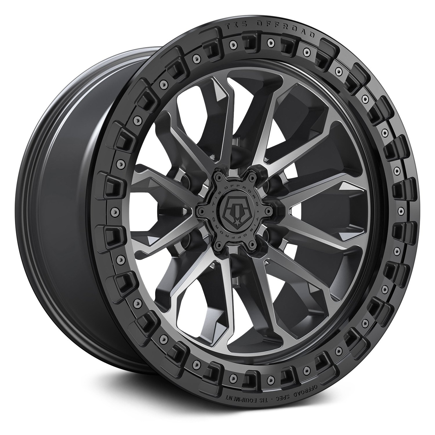 TIS® 556AB 6 Wheels - Satin Anthracite with Black Simulated Bead Ring Rims