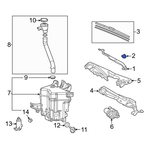 Toyota OE 8529213010 - Front Windshield Wiper Arm Cover