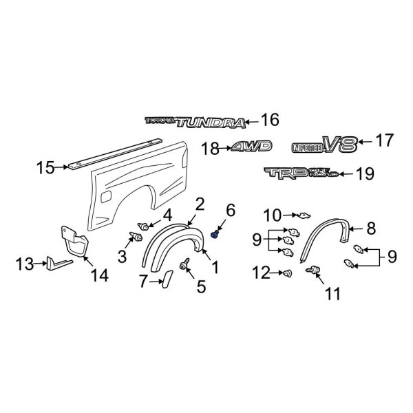 Toyota OE 9018906214 - Fender Liner Grommet