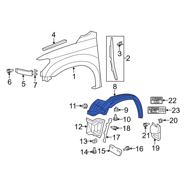 Toyota OE 538080C011 - Front Left Fender Splash Shield