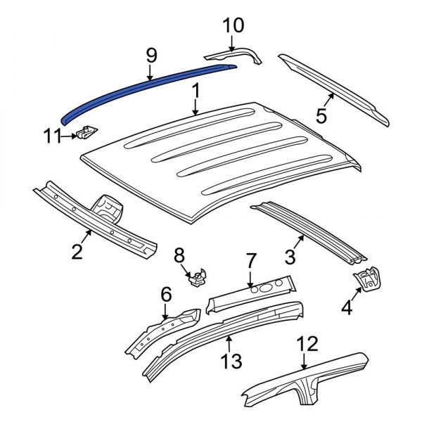 Toyota OE 755650C010 - Front Left Roof Drip Molding