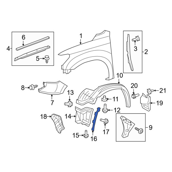Toyota OE 538830C050 - Left Fender Liner Seal