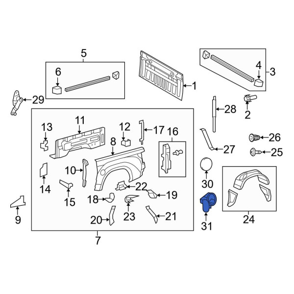 Toyota OE 773050C061 - Rear Fuel Filler Housing
