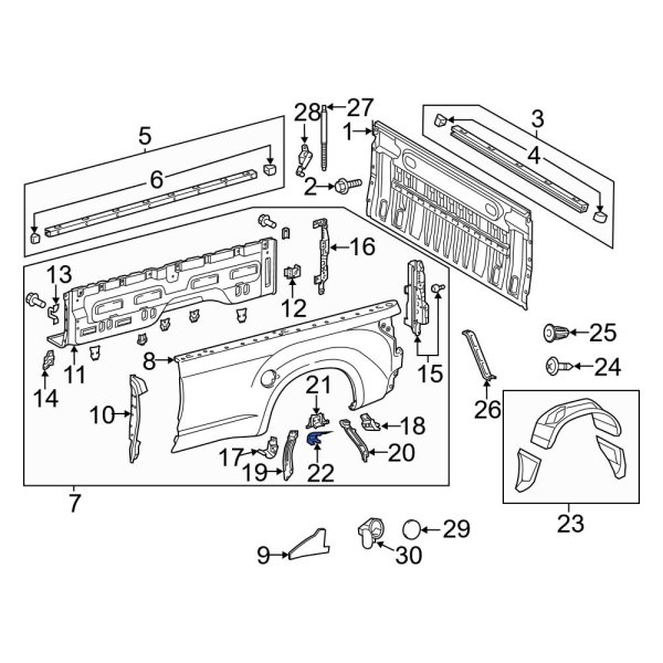 Toyota OE 655210C010 - Rear Right Quarter Panel Splash Shield Bracket