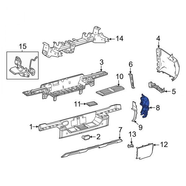 Toyota OE 625720C010 - Rear Left Outer Bumper Cover Reinforcement