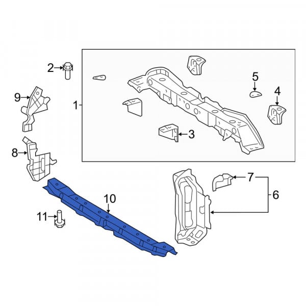 Toyota OE 530280D031 - Front Lower Radiator Support Tie Bar
