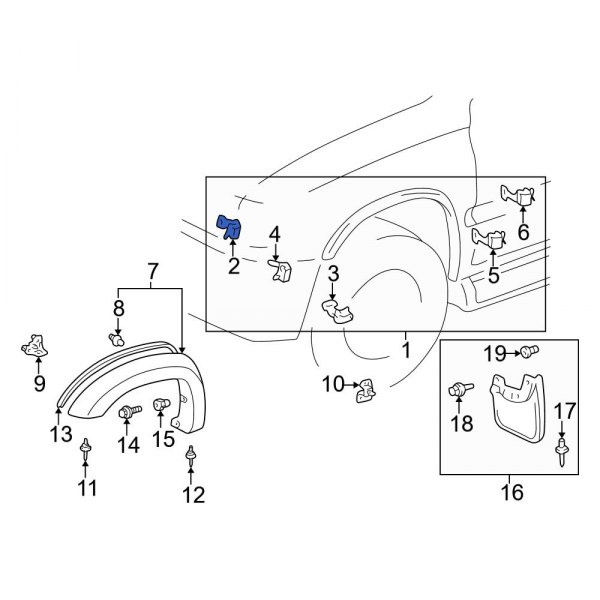 Toyota OE 7503935040 - Front Wheel Arch Molding Clip