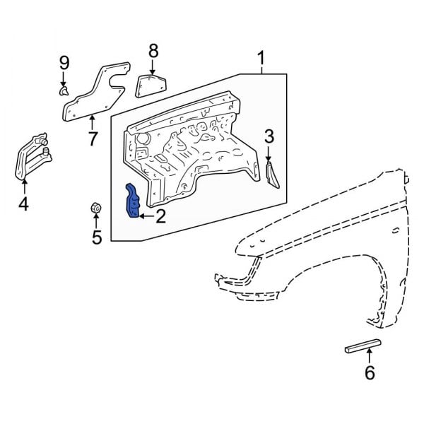 Toyota OE 5374335010 - Right Fender Apron Reinforcement