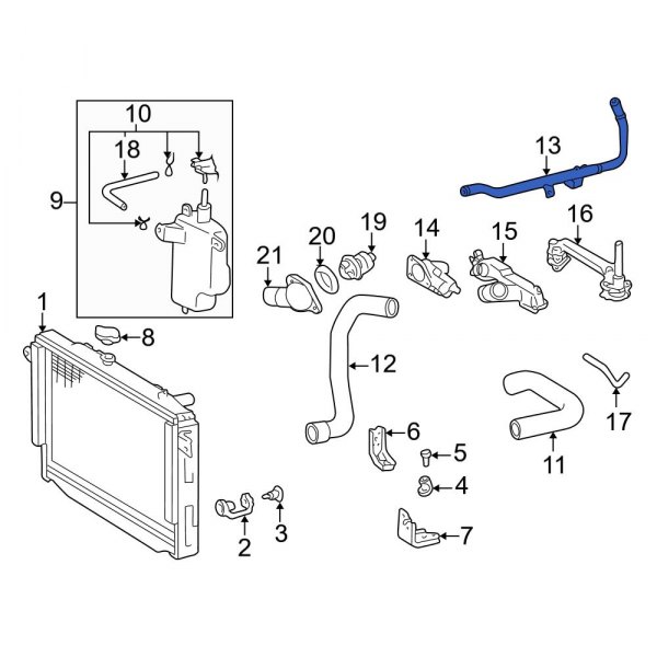 Toyota OE 162060F010 - Engine Coolant Bypass Pipe
