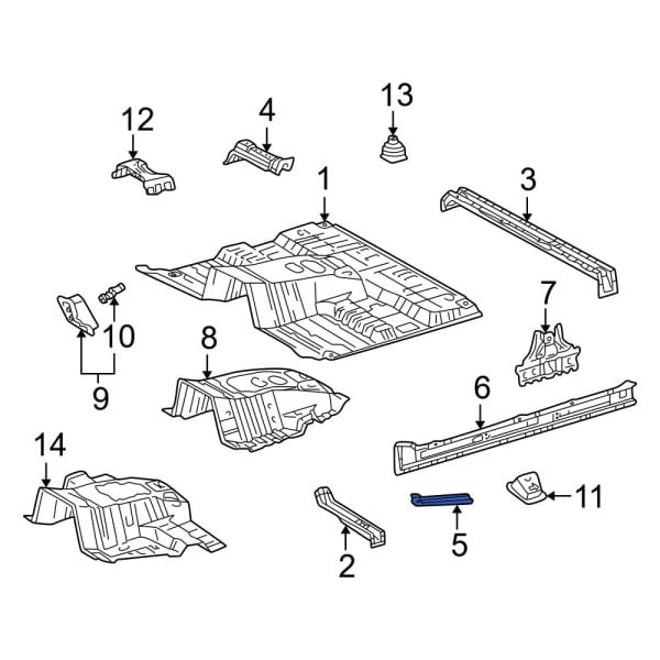 Toyota OE 5716960010 - Front Floor Pan Crossmember
