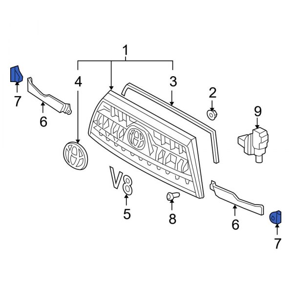 Toyota OE 5393535030 - Grille Molding Nut