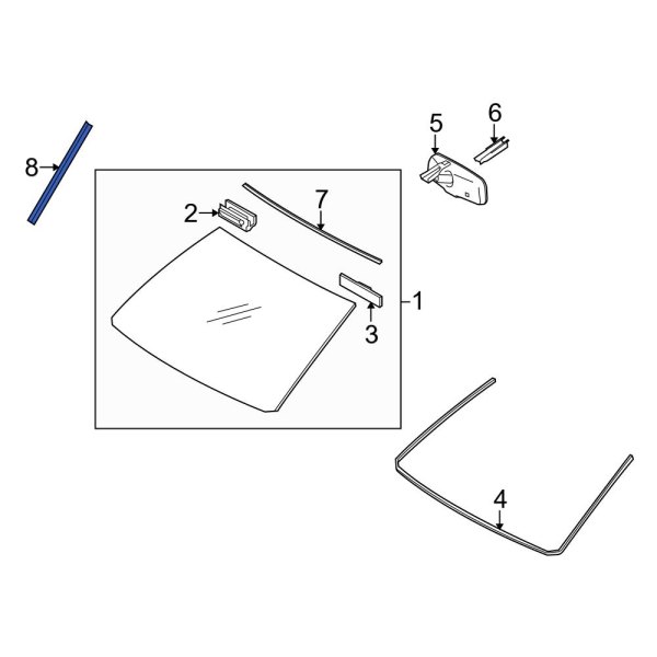 Toyota OE 7553335070 - Front Windshield Molding