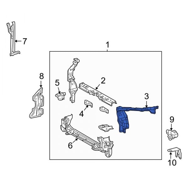 Toyota OE 5320202100 - Front Right Radiator Support Tie Bar Extension