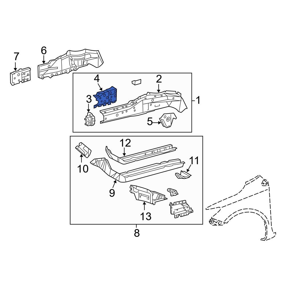 Toyota OE 5711402100 - Front Left Outer Frame Side Member Reinforcement
