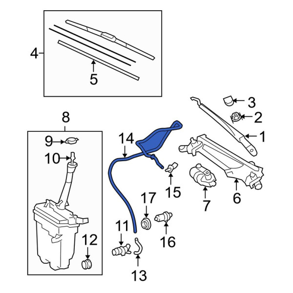 Toyota OE 9009933803 - Front Windshield Washer Hose