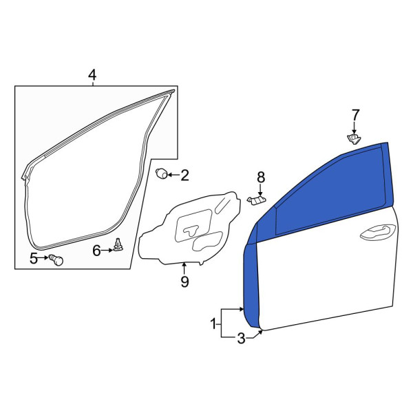 Toyota OE 6700202382 - Front Left Door Shell