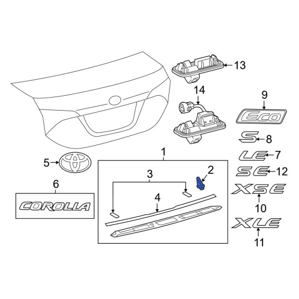 Toyota OE 7681712070 - Deck Lid Finish Panel Clip