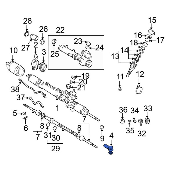 Toyota OE 4504649095 - Right Outer Steering Tie Rod End