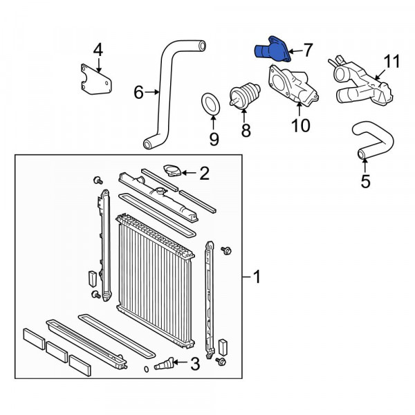 Toyota OE 1603250110 - Lower Engine Coolant Thermostat Housing