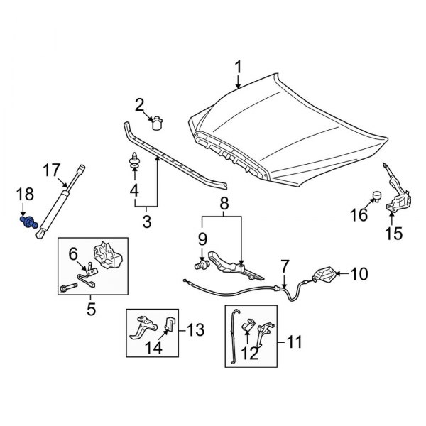 Toyota OE 689610C030 - Front Hood Lift Support Stud