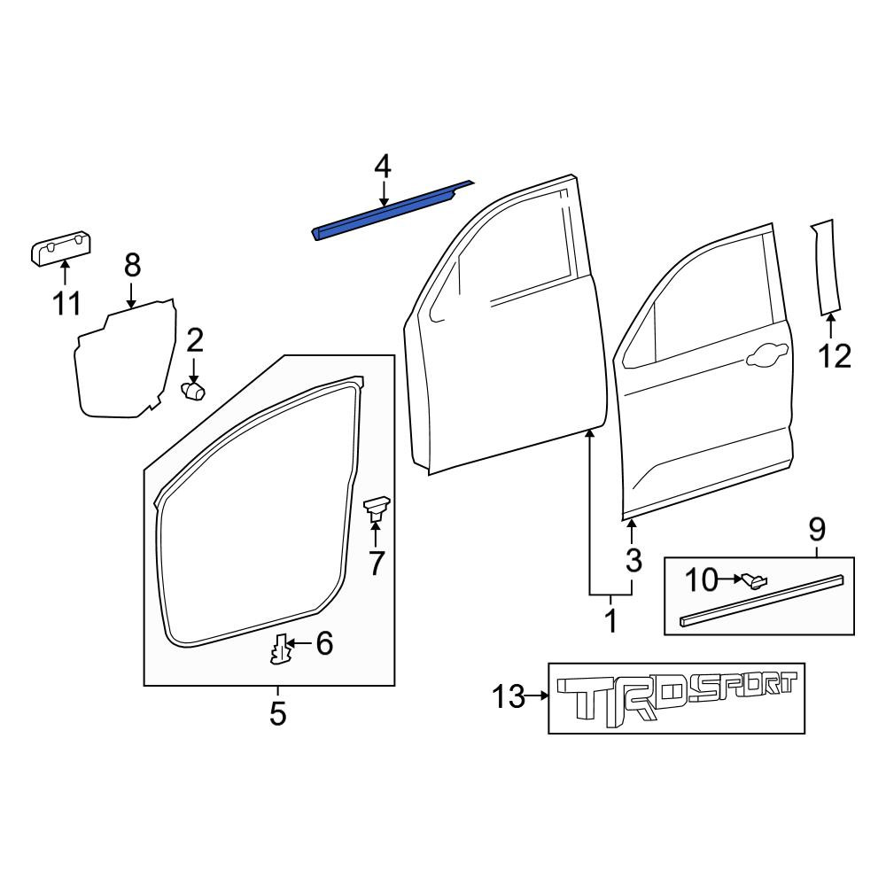 Toyota OE 682100C020 - Front Left Door Belt Molding