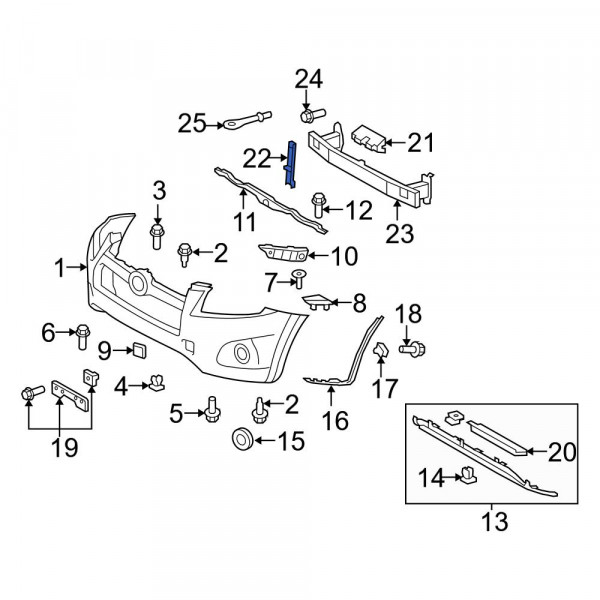 Toyota OE 5208542030 - Front Center Bumper Cover Support Rail