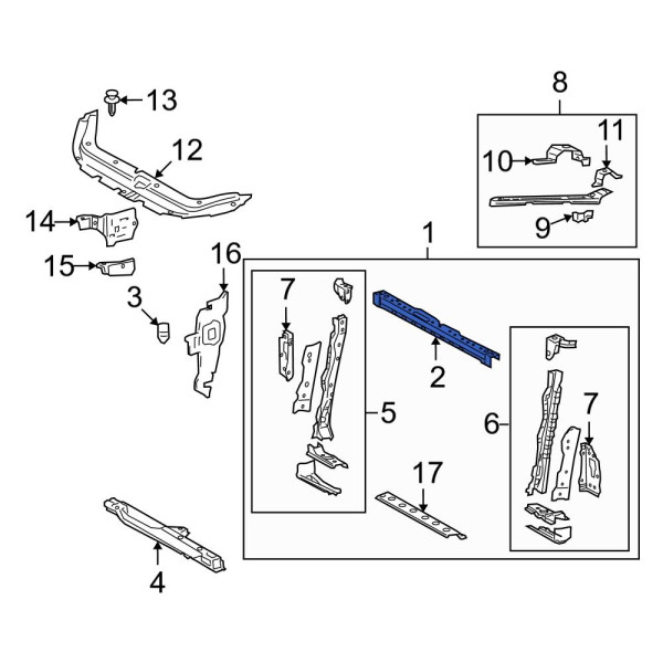 Toyota OE 5321642901 - Front Upper Radiator Support Tie Bar