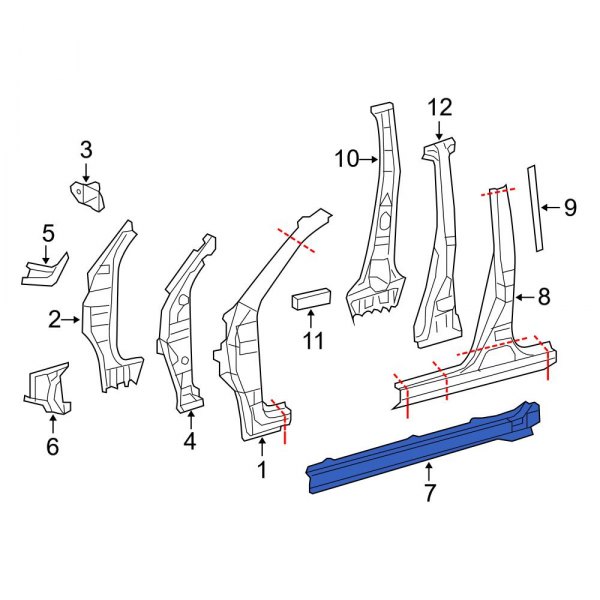 Toyota OE 614030R010 - Right Inner Rocker Panel